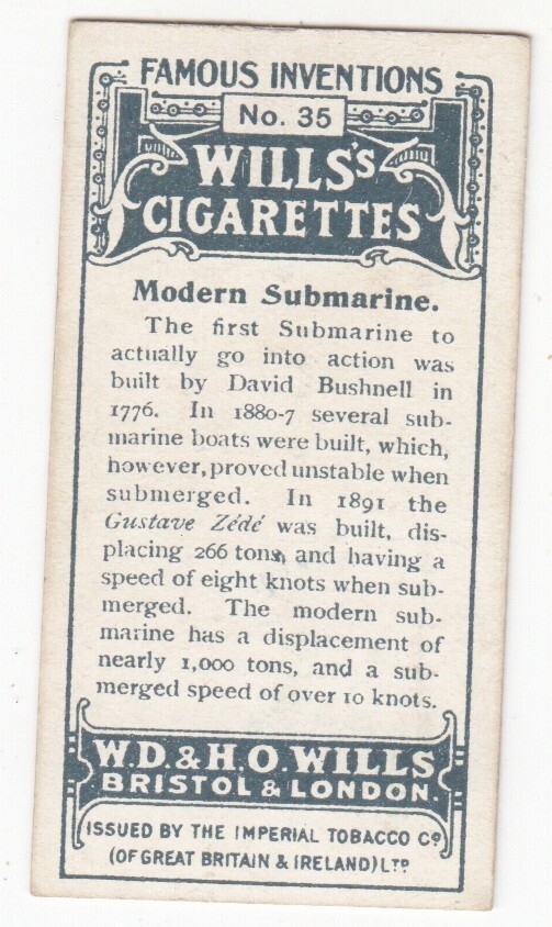 Vintage 1915 Famous Invention Card of a SUBMARINE | eBay