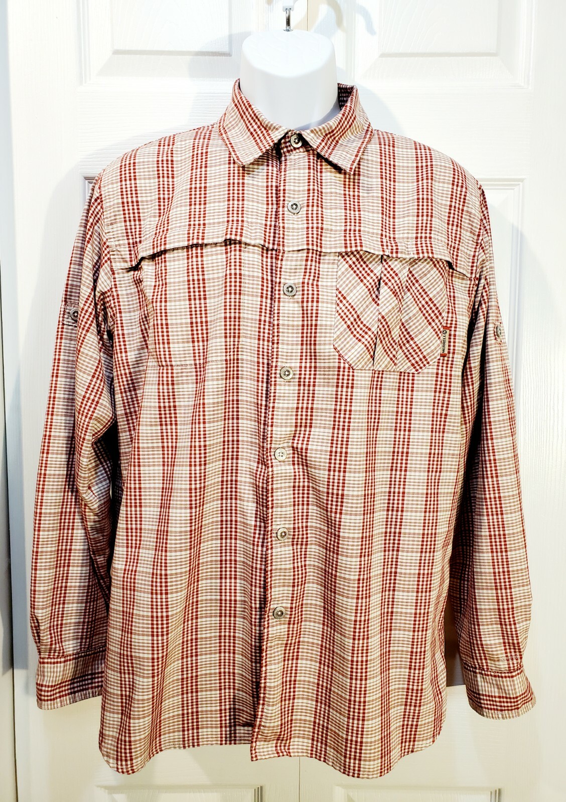 Men's Merrell Vented Plaid Fishing Shirt Size M - Gem