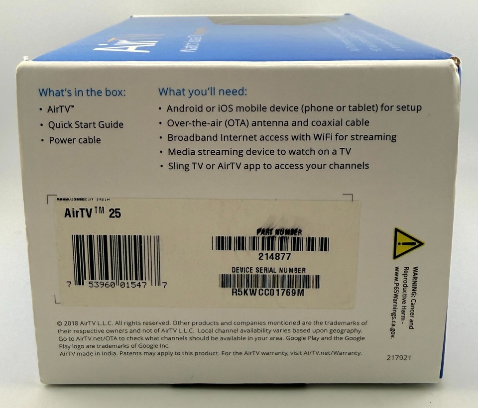 AirTV Dual-Tuner Local Channel Streamer - Optimized for Sling TV - Open ...