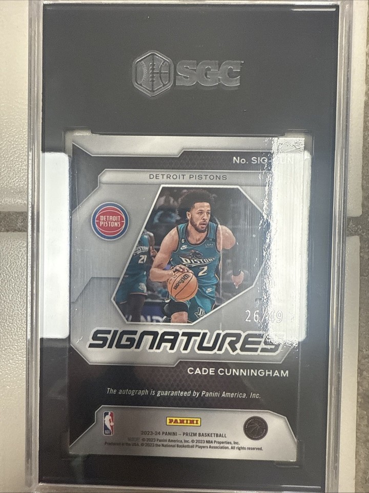 Cade Cunningham 2023-24 Blue Choice Prizm Signatures Auto 26/49 Sgc 8.5 ...