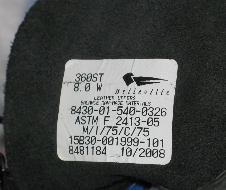 NEW Belleville 8” 360ST Military Combat Boot Men Sz 8 W Steel-Toe Black ...