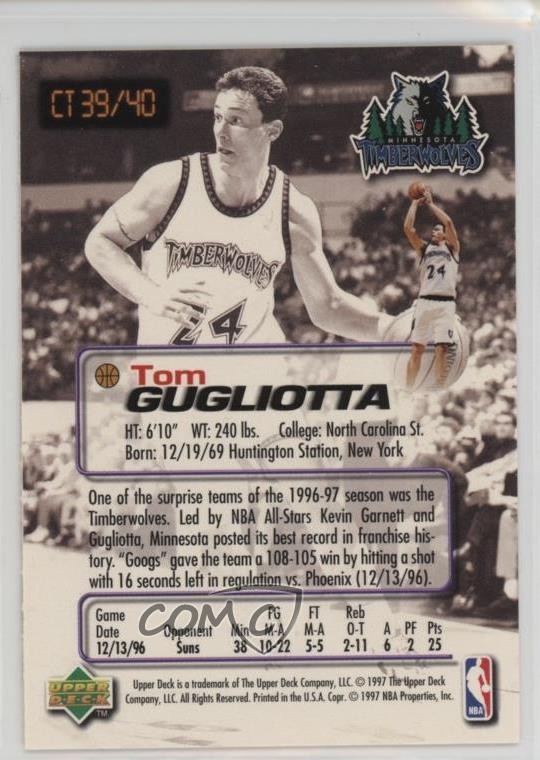 1997-98 Upper Deck Nestle Slam Dunk Crunch Time Tom Gugliotta #CT39 ...
