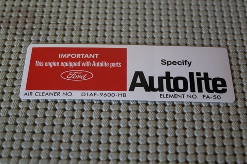 71 Ford 429 CJ w/o Ram Air Air Cleaner Service Instructions Decal ...