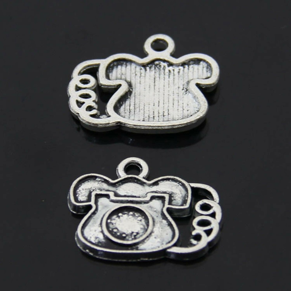 Telephone Charms Silver Phone Pendants Retro Vintage Rotary Jewelry ...