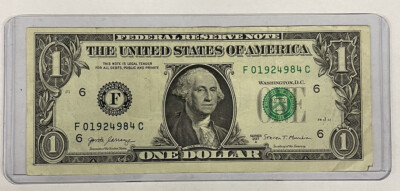 2017A $1 bill error black ink serial number Contamination Mismatched ...