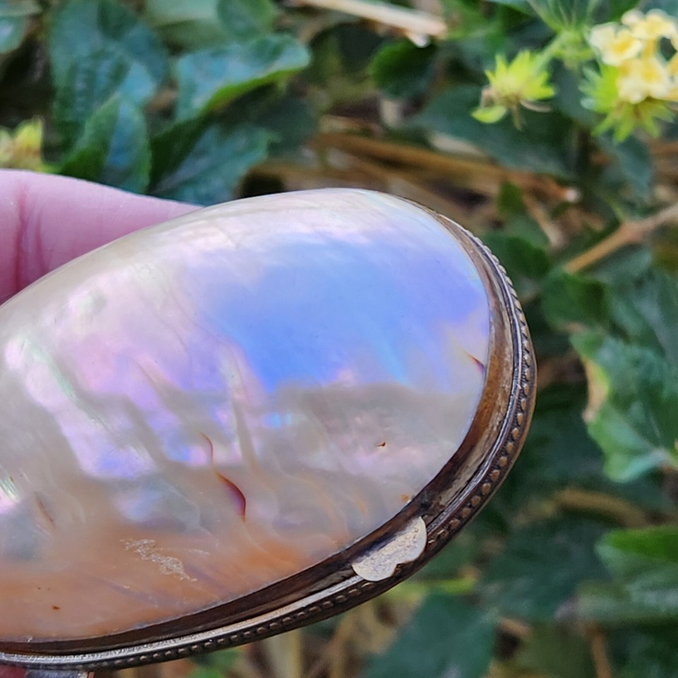 Antique Hand Made Mother of Pearl Shell Hinged 3"L Trinket Sewing Box ...