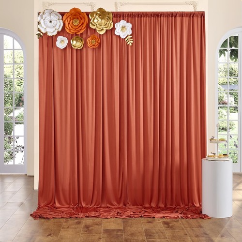 10 ft x 8 ft Wrinkle Free Rust Backdrop Curtain for Wedding Parties ...