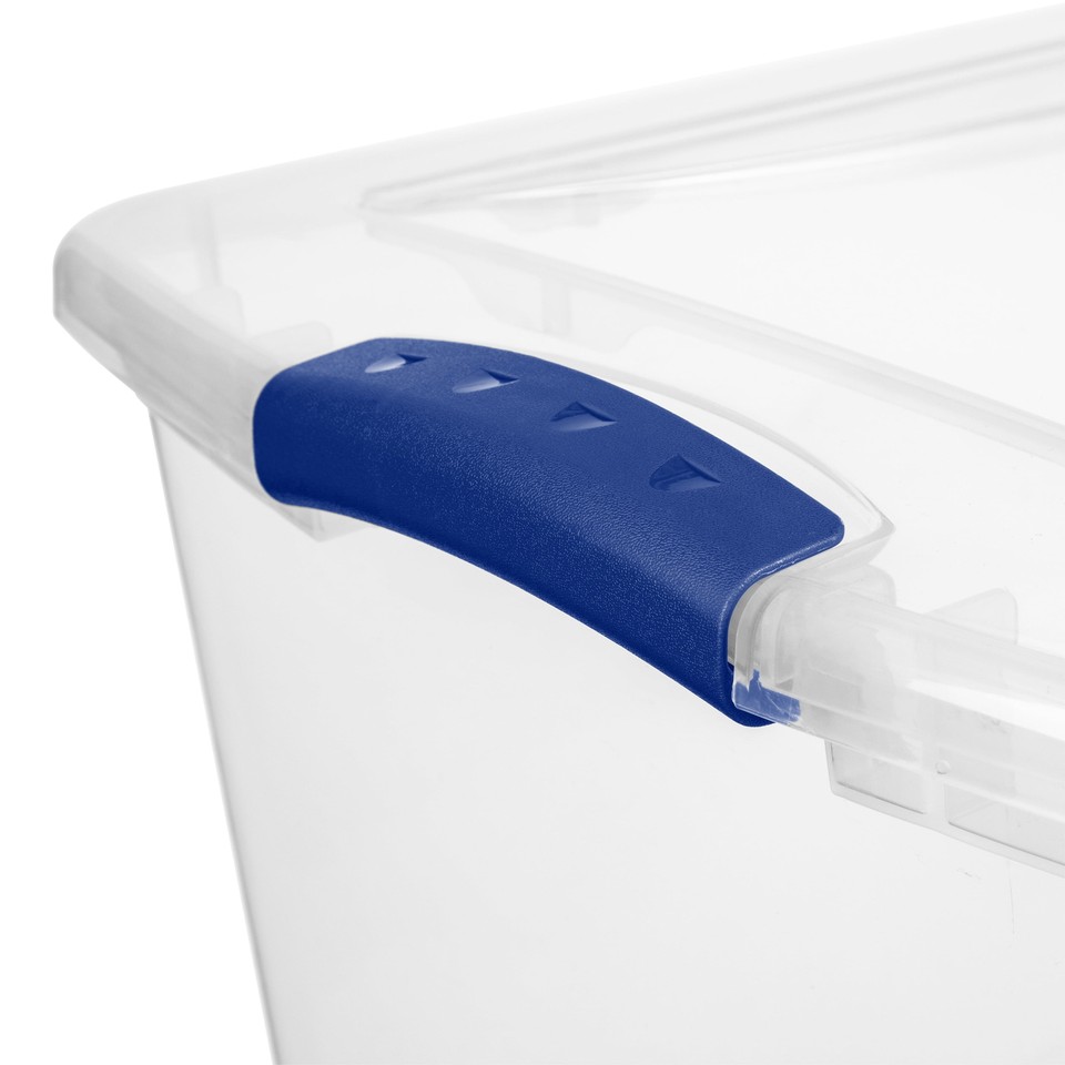 66 Qt. Clear Plastic Latch Box, Blue Latches with Clear Lid | eBay