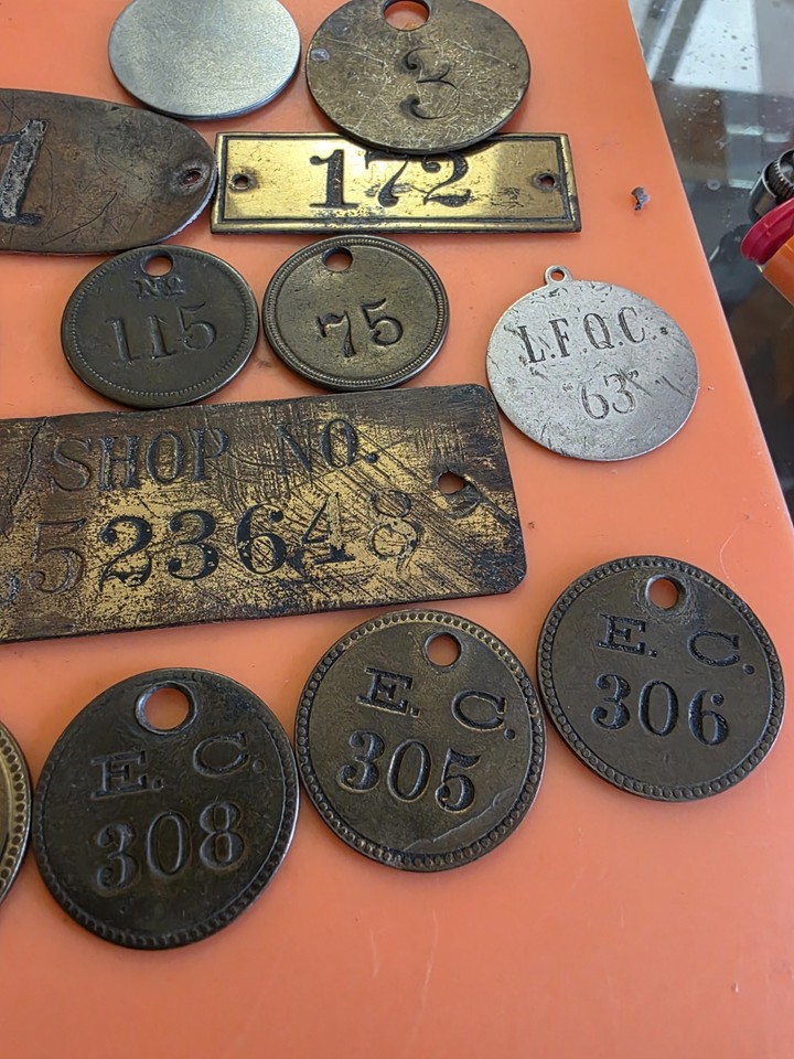 Vintage Brass Tool Check KEY Tags PPR Buttons Antiques | eBay