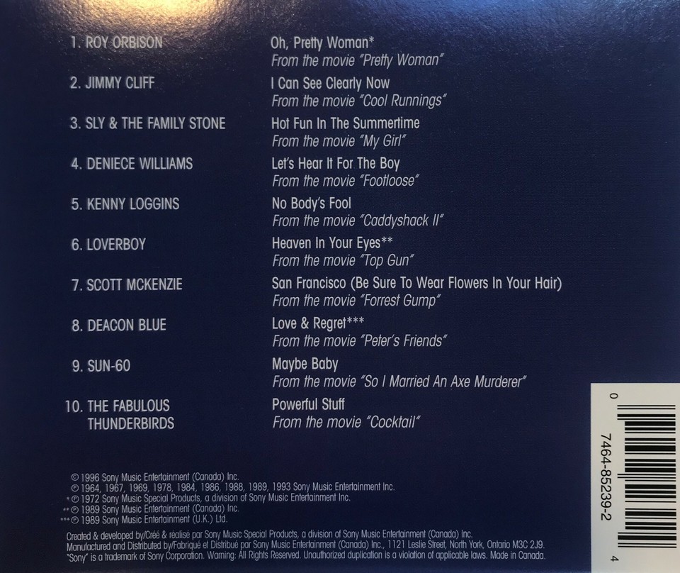 Movie Trax (CD Sony Music Special Editions IDK 85239) *Rare* *Very Good ...