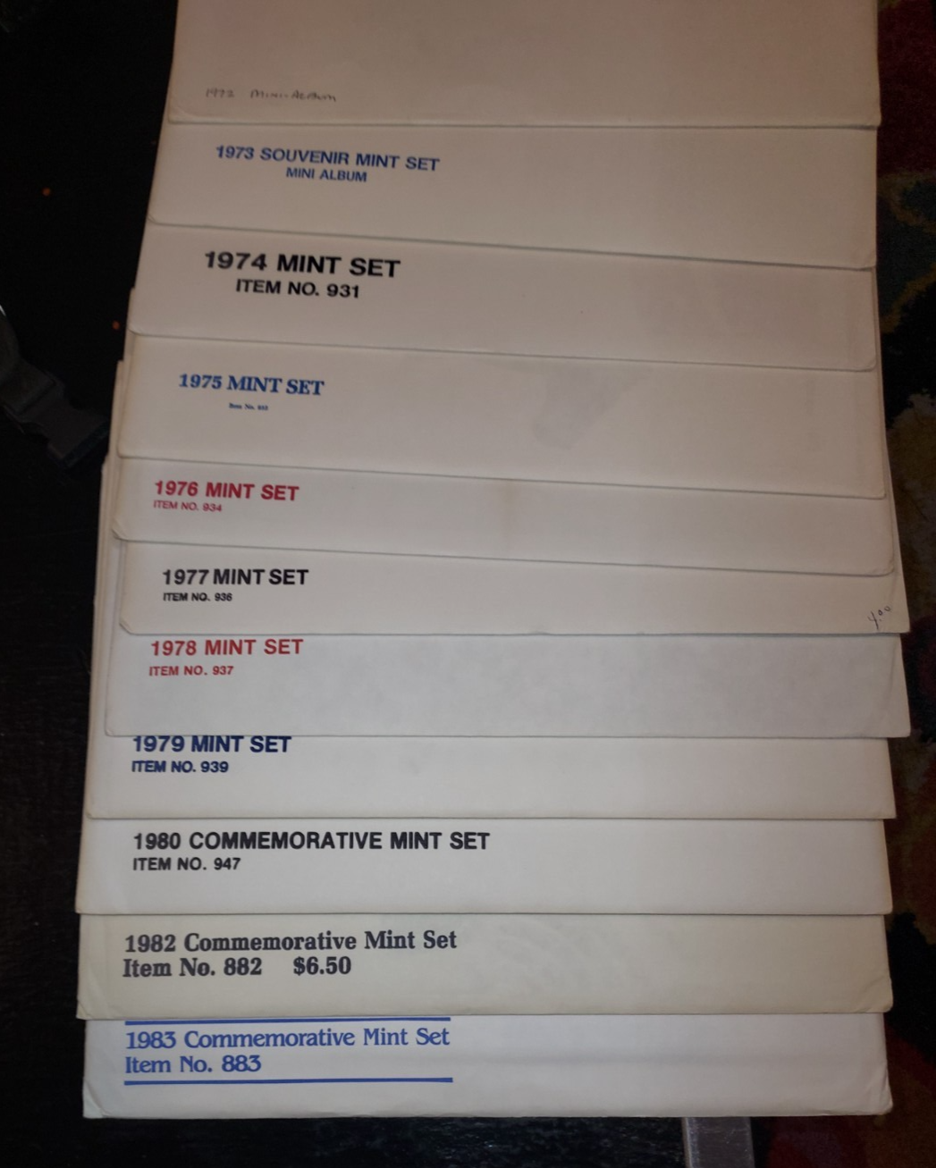 Lot of 11 USPS 1972 -1983 (only 1981 missing) Commemorative Mint Stamp ...