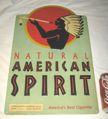 VINTAGE NATIVE AMERICAN INDIAN SPIRIT TIN CIGARETTE PEACE PIPE SMOKING ...