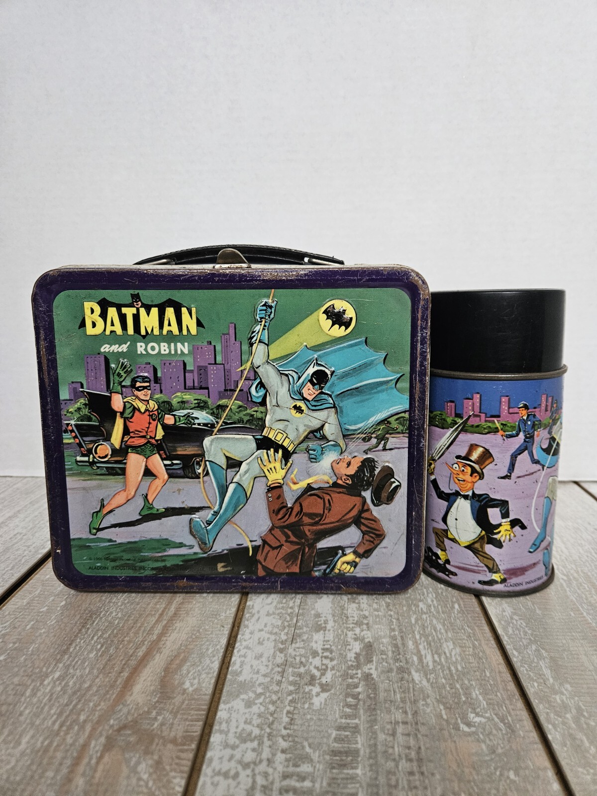 1966 Batman And Robin Metal Lunch Box Thermos Vintage Read Desc | eBay