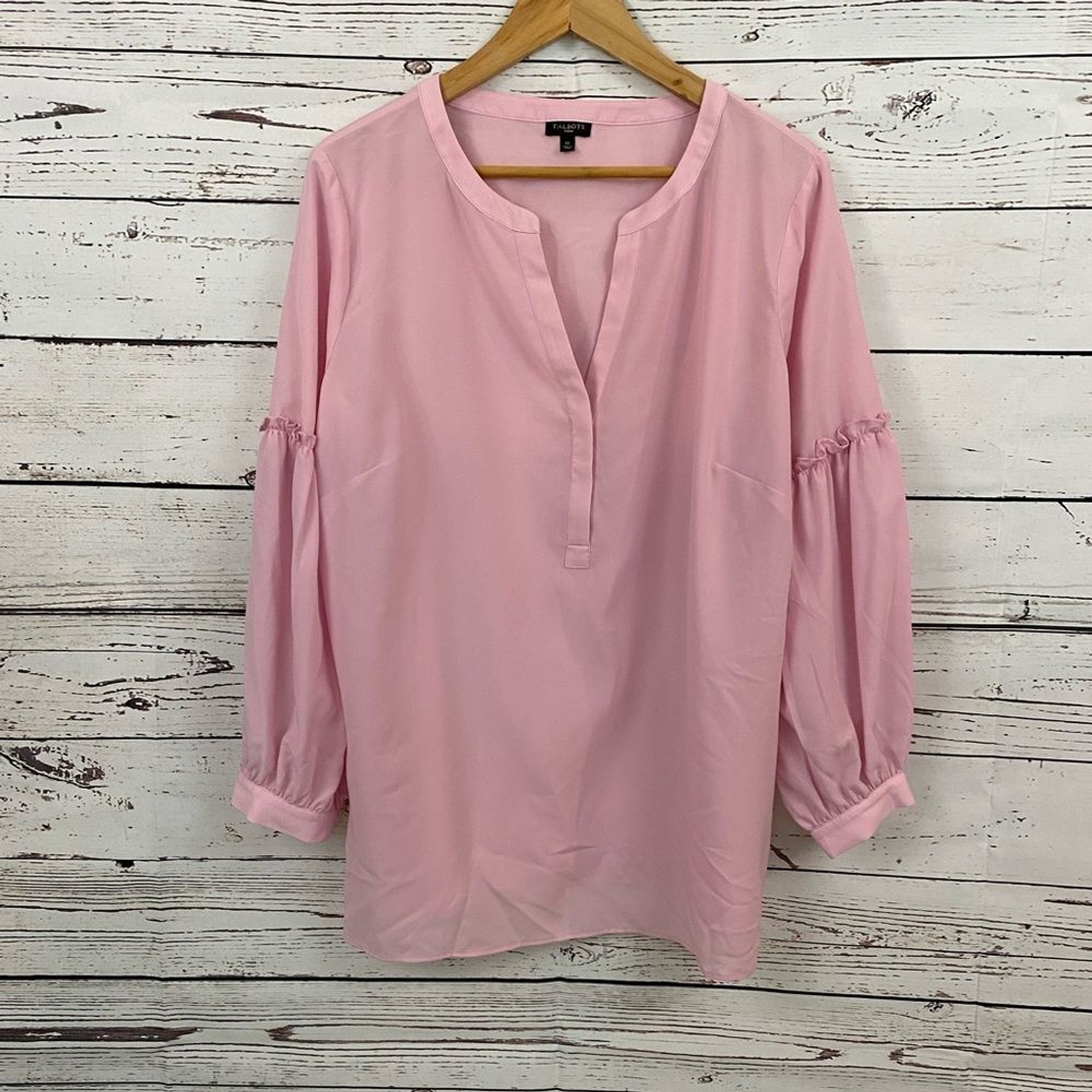 Talbots Woman Pink Balloon Sleeves Blouse Plus Size 1x - Gem