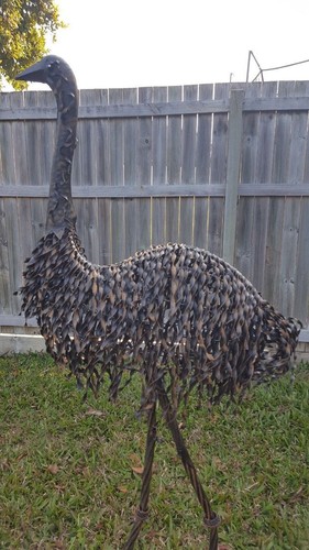 LARGE STANDING EMU ANIMAL METAL GARDEN STATUE ORNAMENT SCULPTURE ART ...