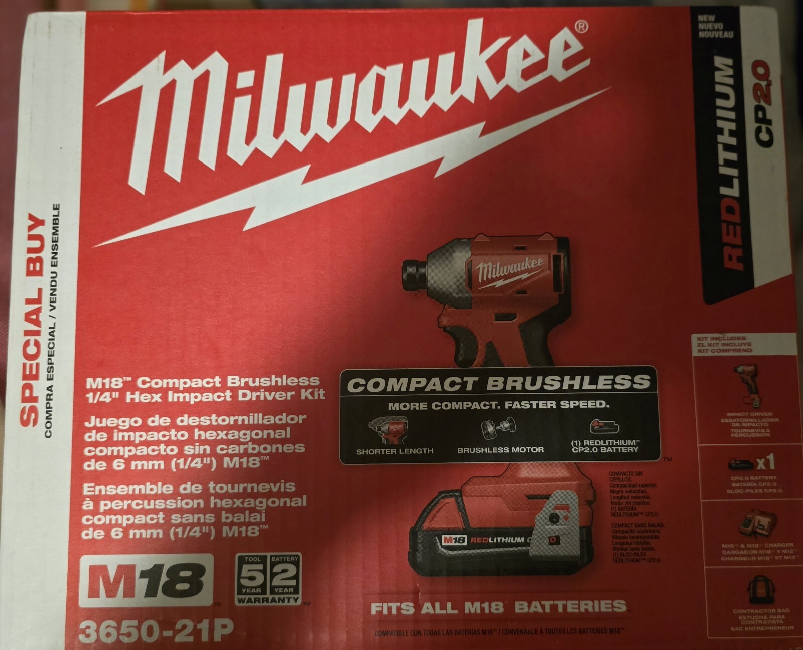 Milwaukee MILWAUKEE M18 18V Cordless Drill Driver - 3650-21P ...