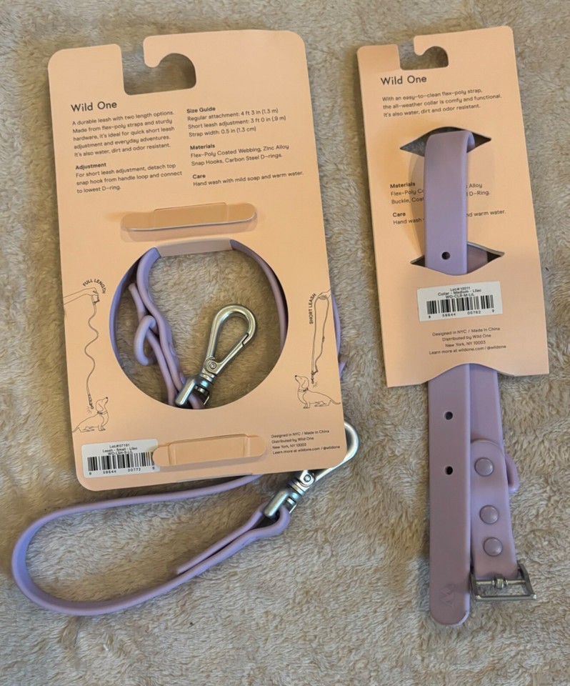 Wild One Bundle Set - Small Dog Leash + Medium Collar Lilac Purple Pink ...