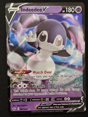 Indeedee V 091/202 Sword & Shield Extended Art Ultra Rare Holo Pokémon ...