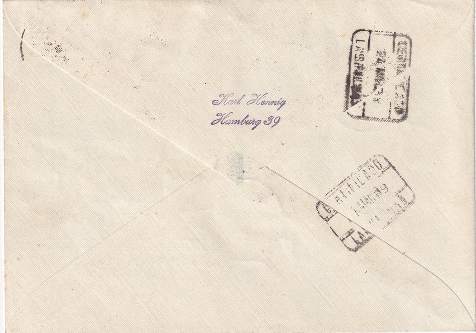 1939 LUXEMBURG & GERMANY MIXED CATAPULT to SANTA CRUZ TENERIFE CANARIAS ...