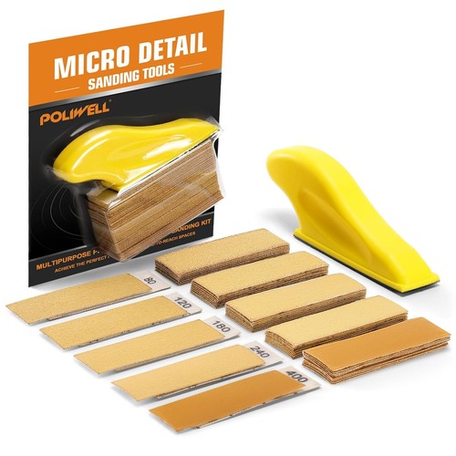 POLIWELL Micro Sander Kit 3.5” x 1” Mini for Small Projects, Detail ...