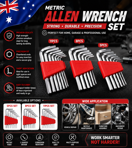 5/8/11PCS Metric Allen Key Set Hex Wrench L Shape Short Arm Tool Kit AU ...