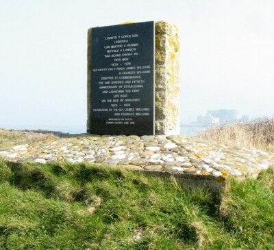 Photo 6x4 Stone memorial to the establishment of the Cemlyn lifeboat ...