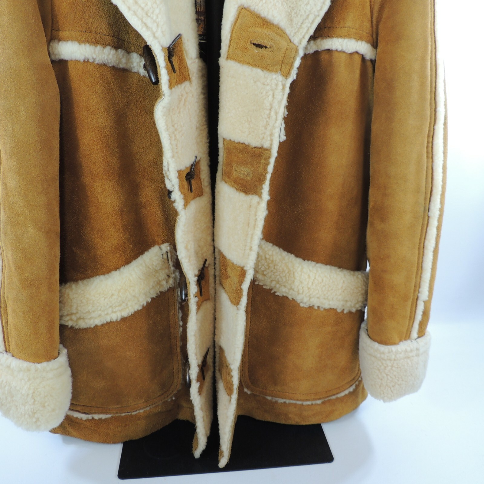 HEAVY Vintage MIGHTY MAC Sheepskin Fleece Lined Genuine Leather Suede ...