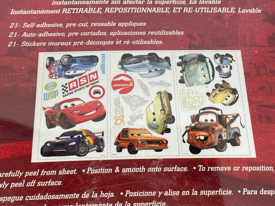 Disney Pixar CARS 2 Peel & Stick 21 Wall Decals McQueen Mater NOS NIB ...