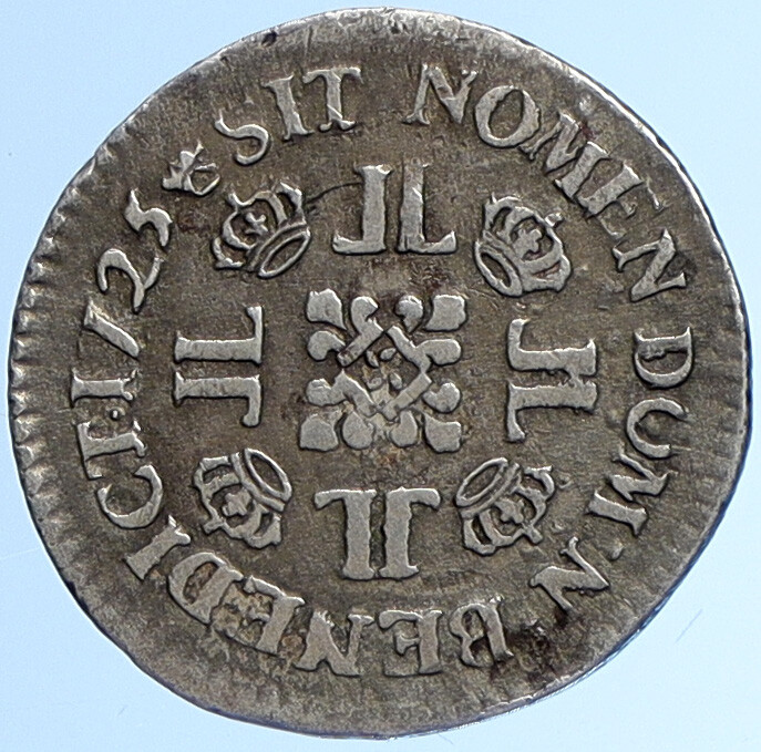 1725 FRANCE King LOUIS XV French RARE OLD Silver 1/8 Ecu au Huit Coin ...