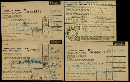 WW2 CIVILIAN POPULATION BILLETING RECEIPTS NORTHALLERTON YORKSHIRE 4 ...