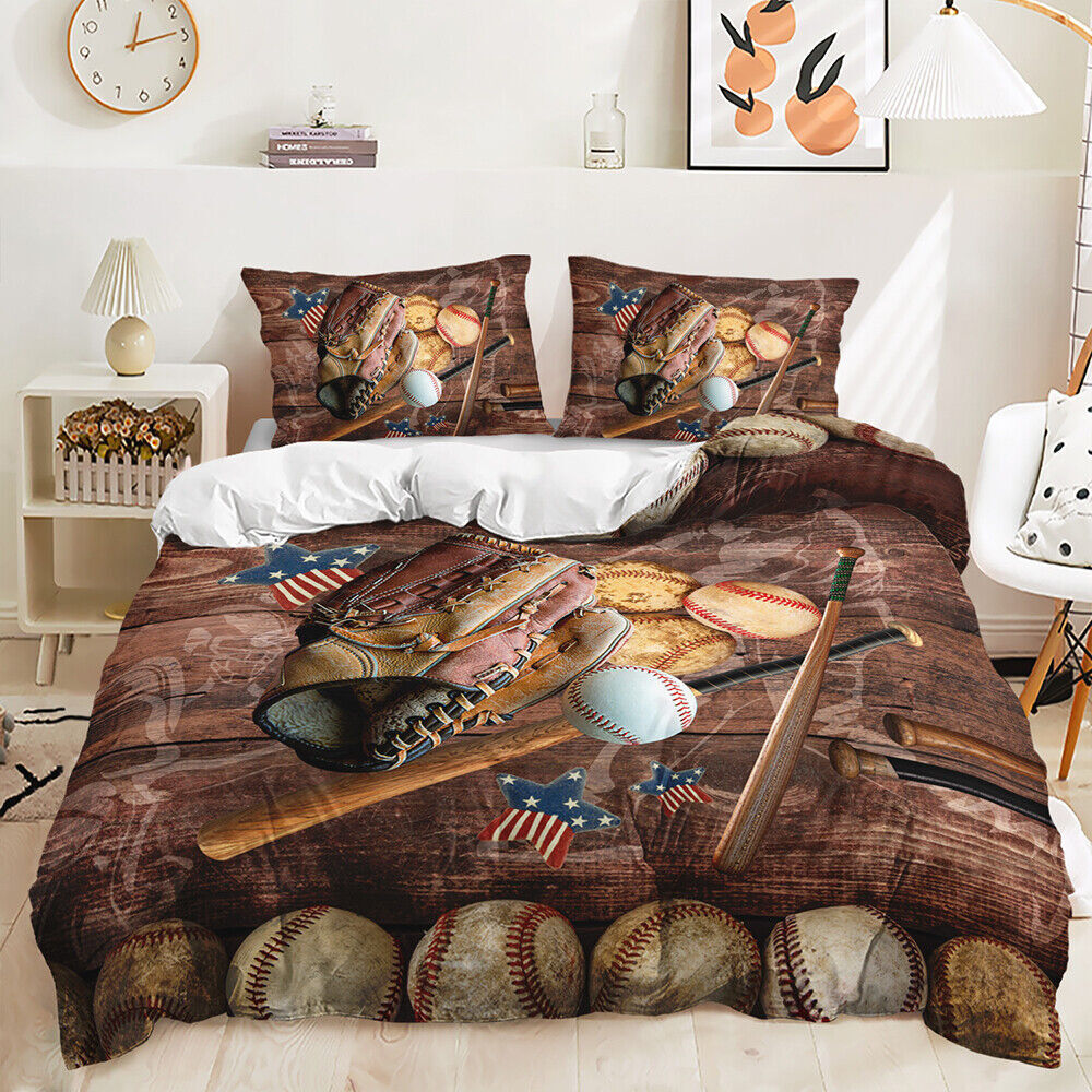 Baseball Player Tennis Football Green Field Sports Doona Duvet Quilt ...