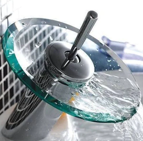 Waterfall Brass Glass Bathroom Basin Faucet Sink Mixer Tub Tap Faucet ...