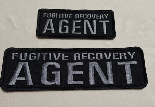 FUGITIVE RECOVERY AGENT HOOK & LOOP TACTICAL ID PATCH GREY & BLACK 3X6 ...