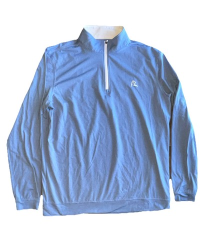 Rhoback Shirt Mens Medium Blue Quarter Zip Logo Long Sleeve Pullover ...