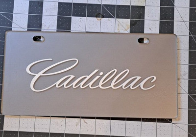 Cadillac front liscense plate script font vintage classic accessories ...