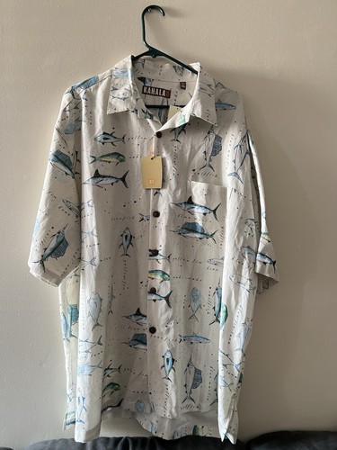 Kahala Shirt Marlin Ulua Fishing Coconut Button Down 2XL Catch Of The ...