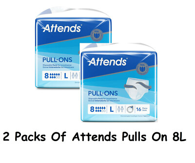 Attends Pull Ons 8 Large 2 Packs Of 16 Adult Nappies Pull Up 32 Pants ...