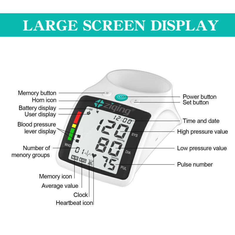Automatic Upper Arm Blood Pressure Monitor Heart Beat Meter BP Machine ...