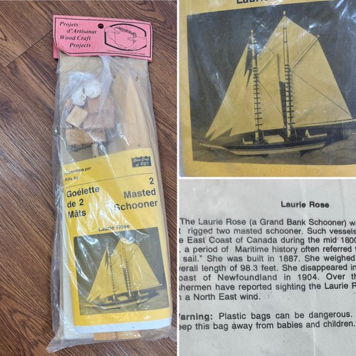 Wooden Boat Model Kit (Laurie Rose Schooner) Cass Craft of PEI | eBay