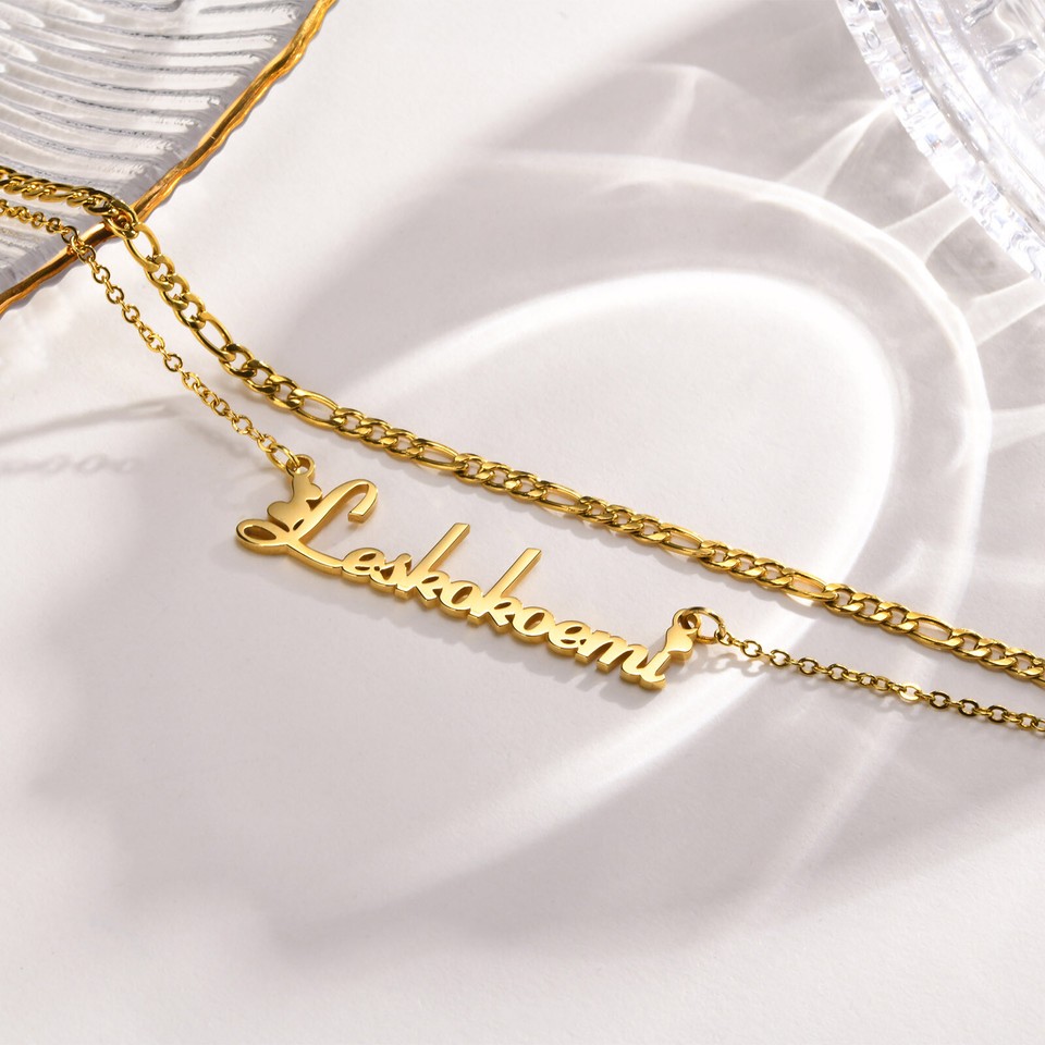 Stainless Steel Full Light Name Customized Double Layer Bracelet Gold ...