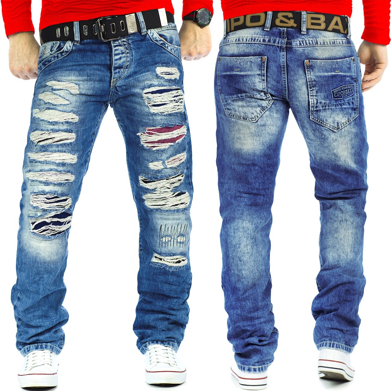 Cipo & Baxx Herren Jeans Hose Freizeit Business Used Cargo Denim ...