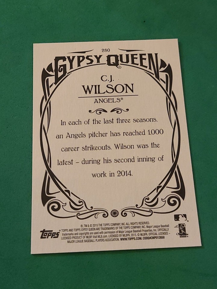 2015 C. J. Wilson Topps Gypsy Queen #280 | eBay
