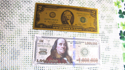 3 Fun Dollar Bills With Gold Embossed complete, and two + One Million ...
