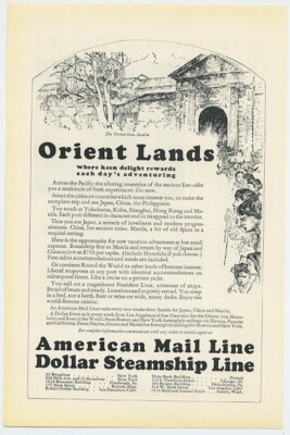 American Mail Line Dollar Steamship Where Keen Delight Each Day 1927 ...