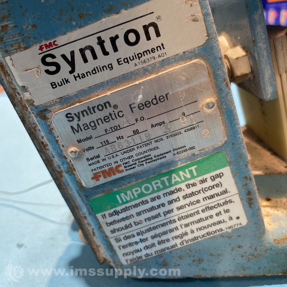 Syntron F-T01 Magnetic Vibrating Feeder Assembly USIP | eBay