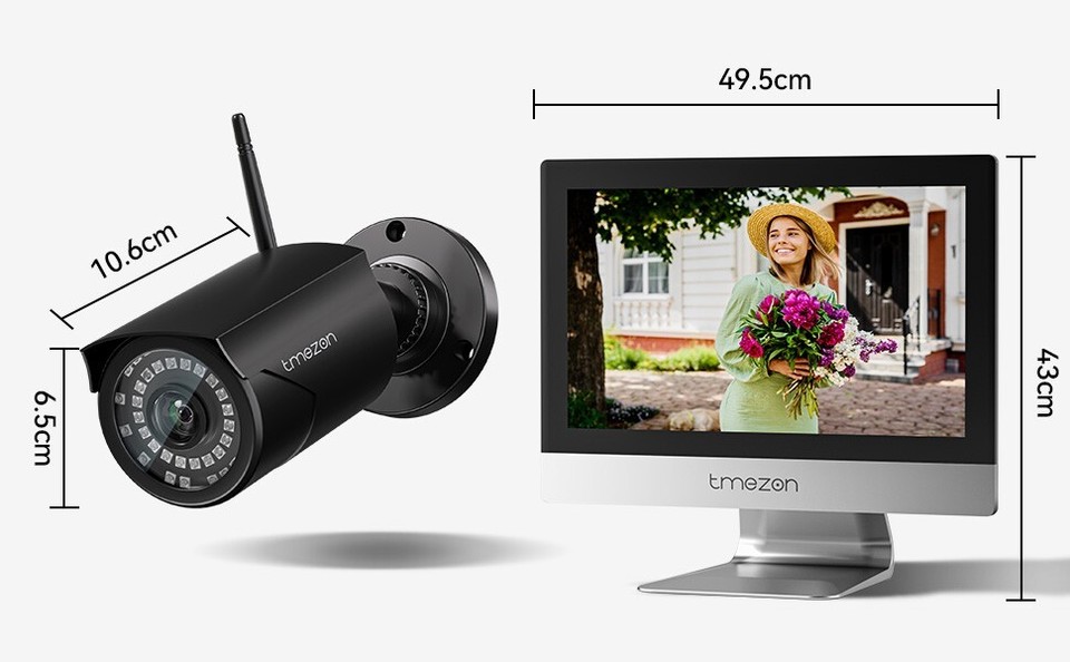 TMEZON Wireless Security Camera System Metal 10CH NVR 12''LCD Monitor ...