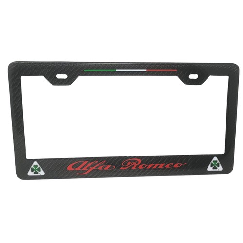 Alfa Romeo Red Script & Quadrifoglio Logos Carbon Fiber License Plate ...
