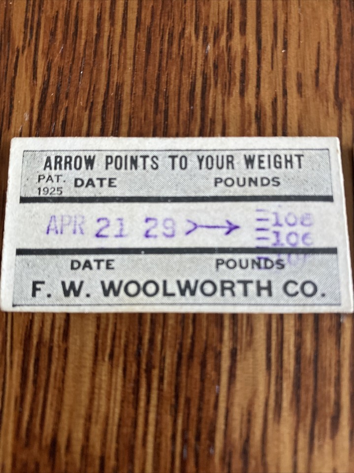2 Each 1929 F. W. Woolworth Weight Stamp Ticket Fortune Card & 1927 JC ...