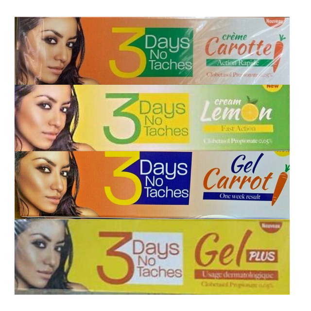 (Pack of 4) 3 Days No Taches Lemon/Carotte Cream + Carrot/Plus Gel 30g ...