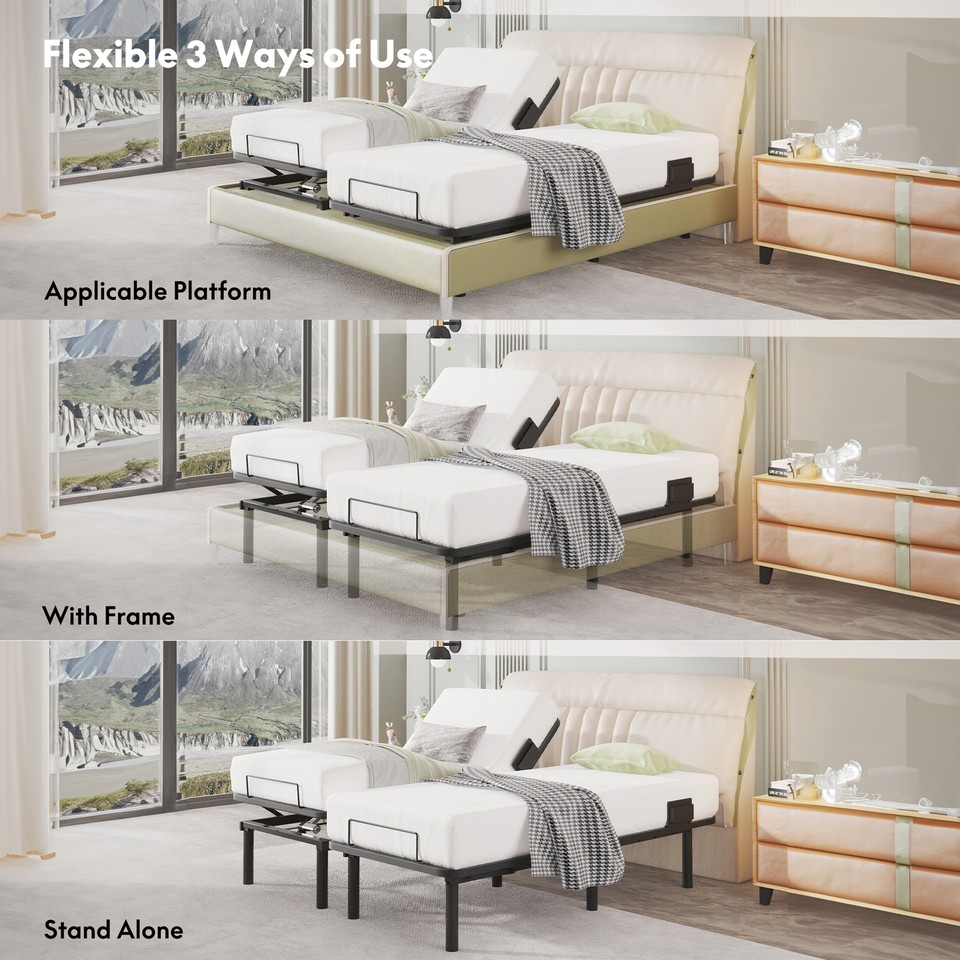 FLEXISPOT Zero Gravity Electric Adjustable Bed Frame, Zero Clearance ...